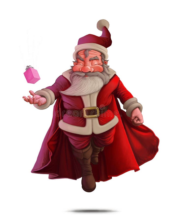 Santa Claus Super Hero - Fundo Branco Ilustração Stock - Ilustração de ...