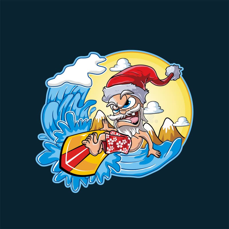 Surfing Santa Claus stock vector. Illustration of board - 17397245