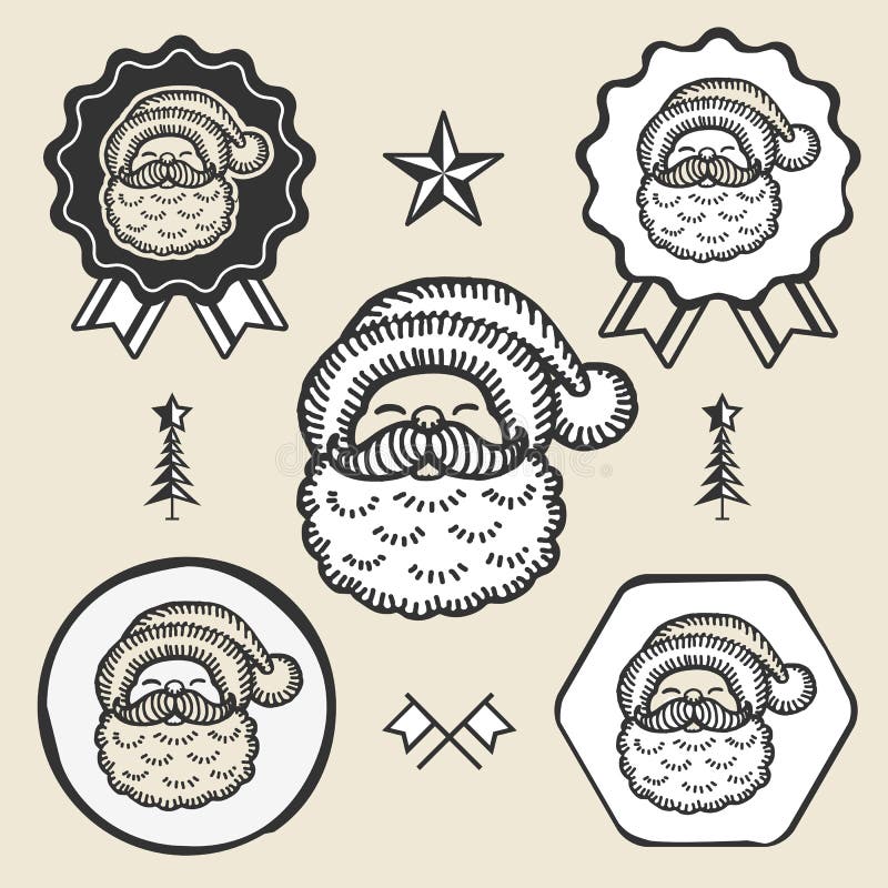Santa Claus Symbol Emblem Label Collection Stock Vector - Illustration ...
