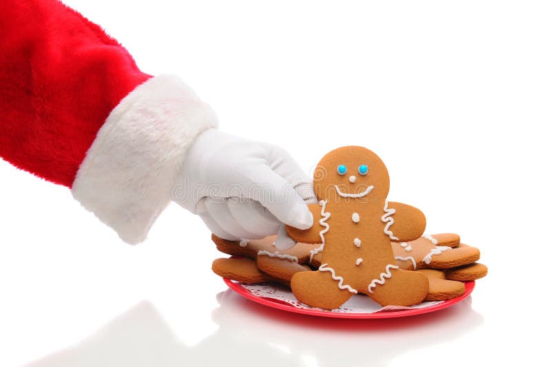 Santa Claus Taking Ginger Bread Man from Plate Stock Image - Image of ...