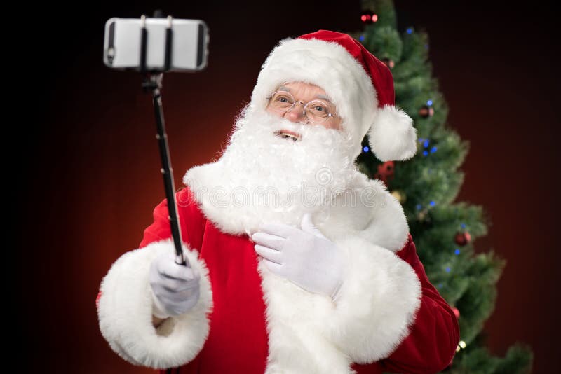 Santa Claus taking selfie stock image. Image of horizontal - 87870437
