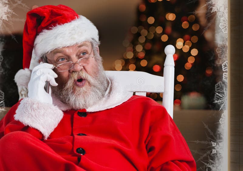 Santa Claus Talking on Mobile Phone Stock Image - Image of adult, male ...