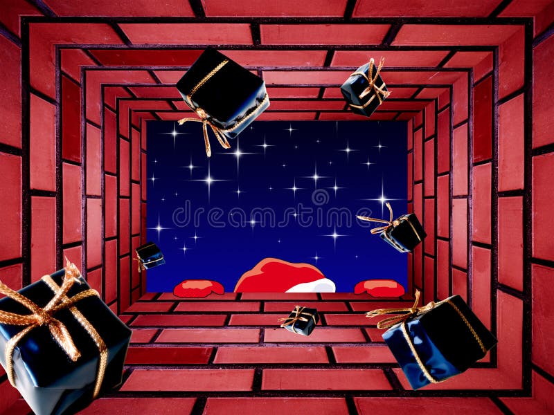 Santa Claus throwing gifts stock illustration. Illustration of blue ...