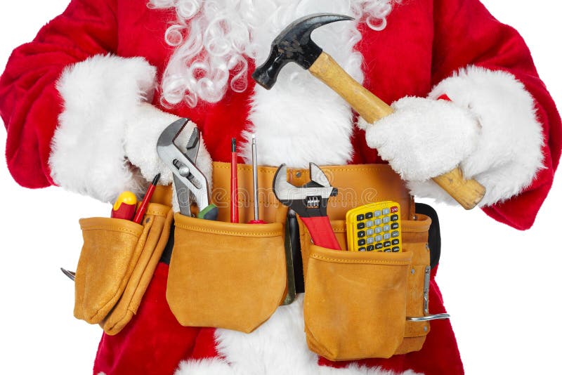 Santa Claus with a Tool Belt. Stock Photo - Image of builder, hammer ...