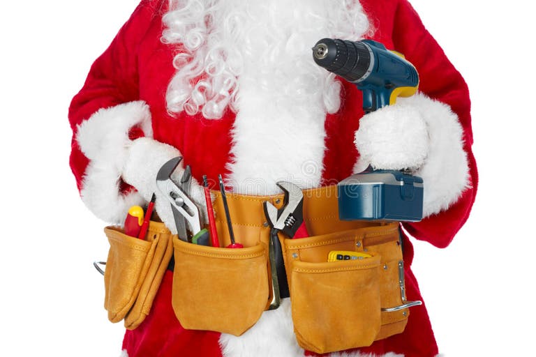 Santa Claus with a Tool Belt. Stock Image - Image of people, builder ...
