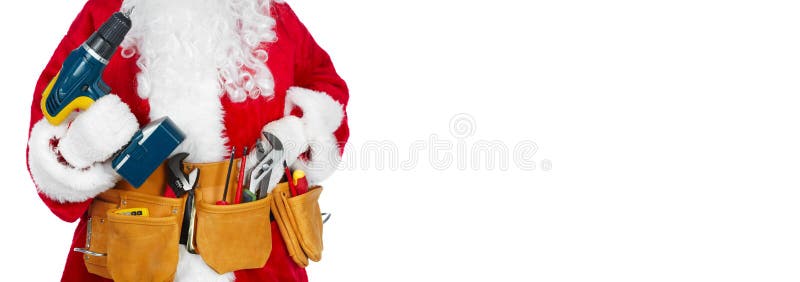 Santa Claus with a Tool Belt. Stock Image - Image of people, builder ...
