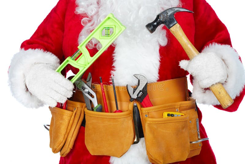 Santa Claus with a Tool Belt. Stock Image - Image of belt, industry ...
