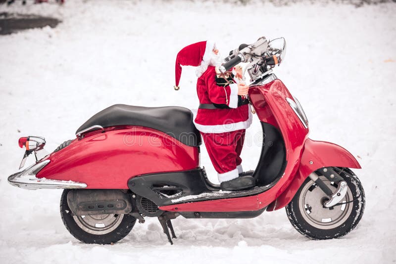 Santa Claus Toy Riding on Scooter Stock Image - Image of season, beard ...