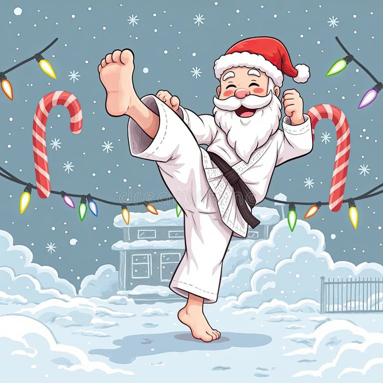 Santa Claus Training Karate Stock Illustration - Illustration of stamina, discipline: 406178807
