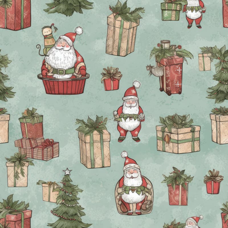 Tile - Christmas Figures Comic Style (#3) 1x1 Single. Seamless Image ...