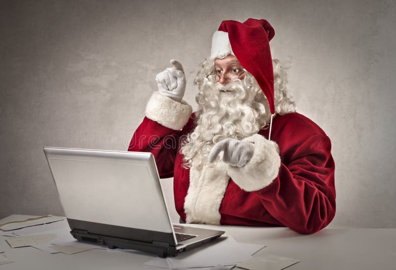 Santa Claus Typing on the Keyboard Stock Image - Image of laptop, table ...