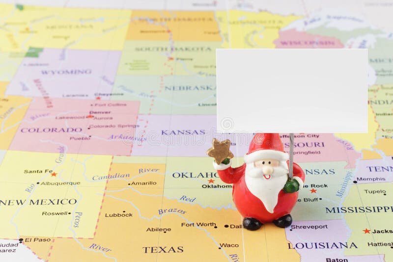 Santa Claus on the USA map stock image. Image of object - 83148023