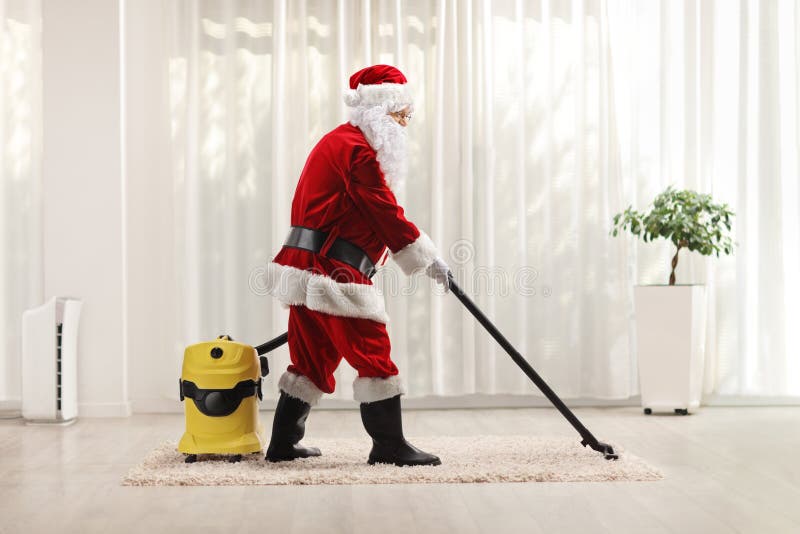 Santa Claus Using a Vacuum Cleaner Stock Photo - Image of professional ...