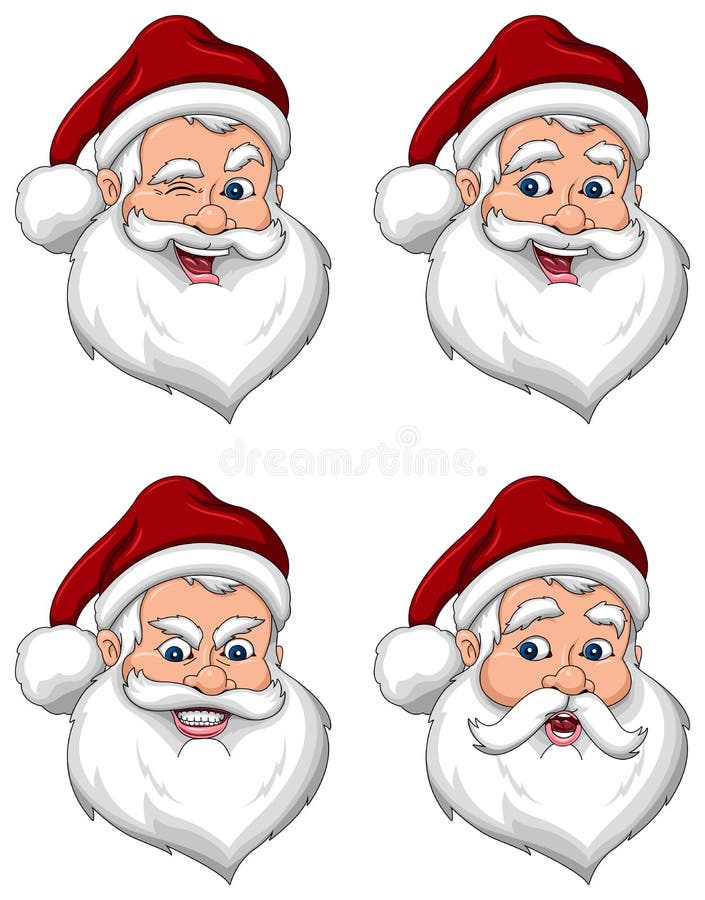 Santa Claus Various Expressions Face Side View Stock Illustration ...