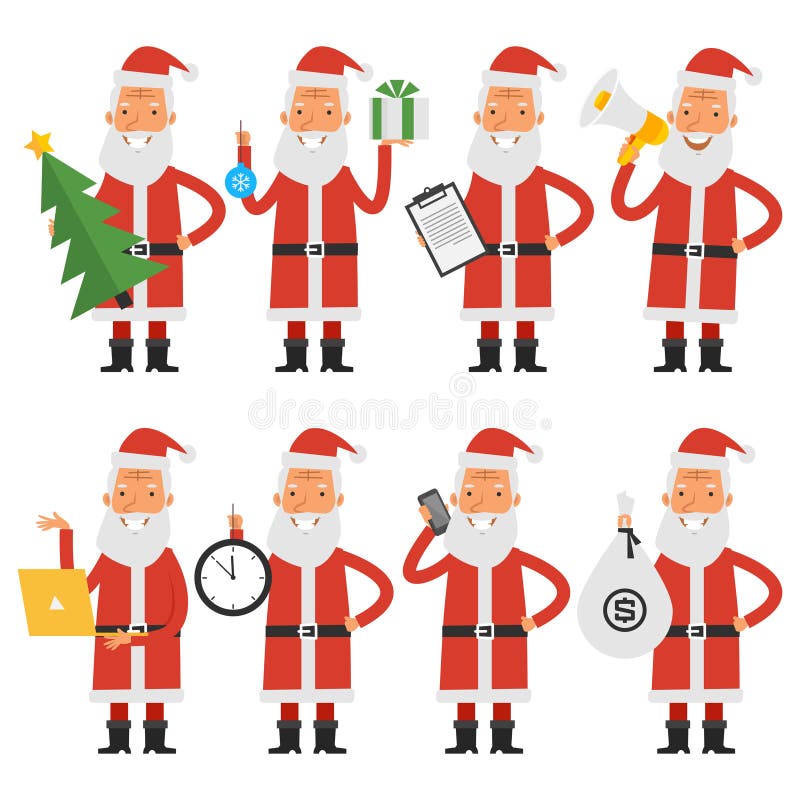 Santa Claus in Various Poses Part 2 Stock Vector - Illustration of ...