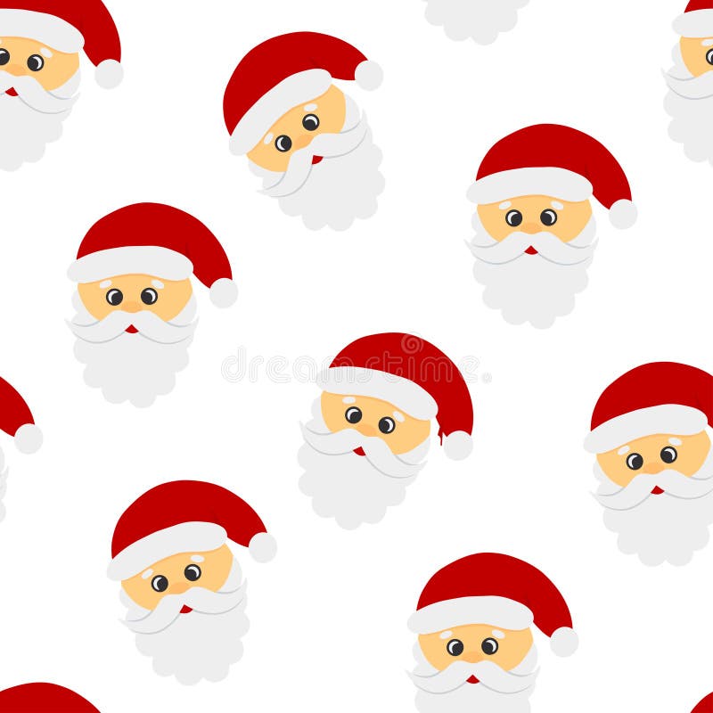 Santa Claus Vector Seamless Pattern, Christmas Pattern, Cute Santas ...