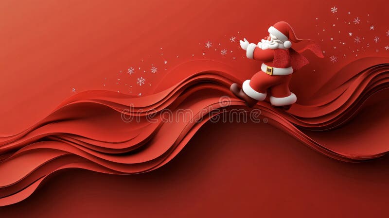 Santa Claus Walking on Red Waves Spreading Christmas Magic Stock ...