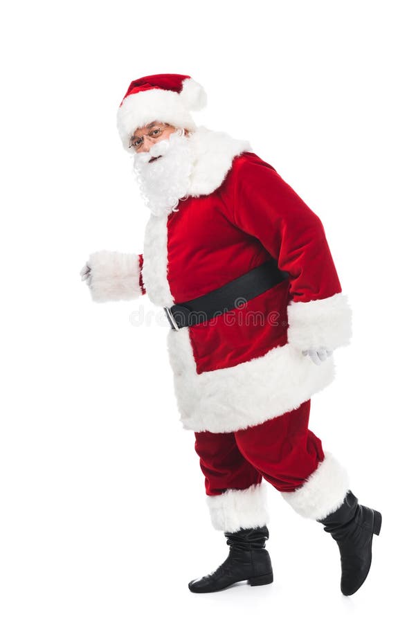 Side View of Santa Claus Walking and Looking at Camera Stock Image ...