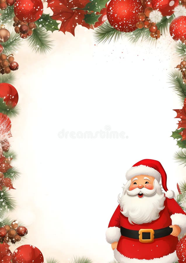 Santa Claus Watercolor Winter Border Stock Illustration - Illustration ...
