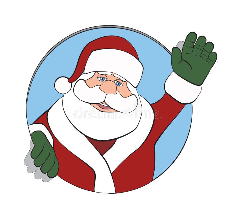 Santa Claus Waving through a Circle Stock Vector - Illustration of ...