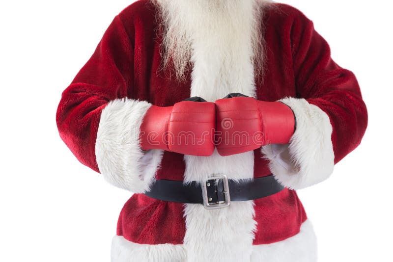 Santa Claus Wears Boxing Gloves Stock Photo - Image of festivity ...