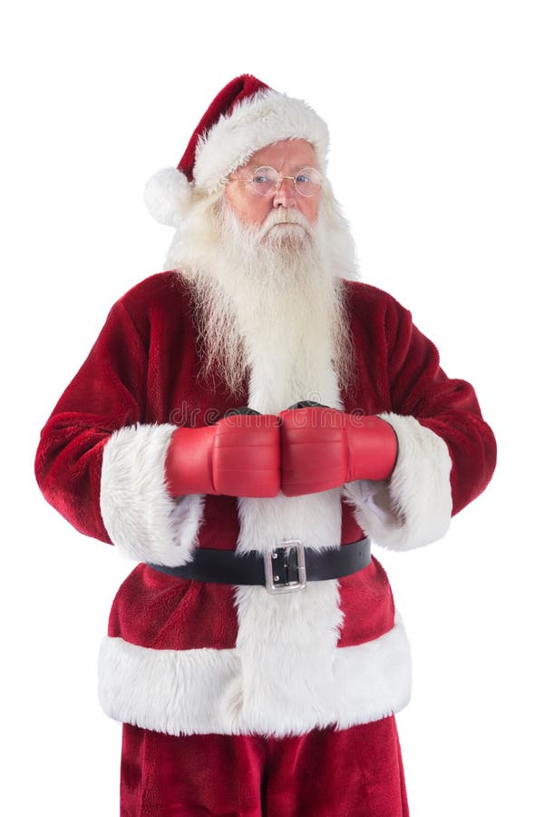 Santa Claus Wears Boxing Gloves Stock Photo - Image of isolated, three ...