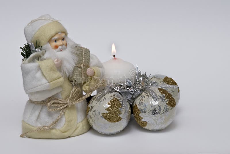 Santa Claus in white. stock photo. Image of card, candle - 15883272