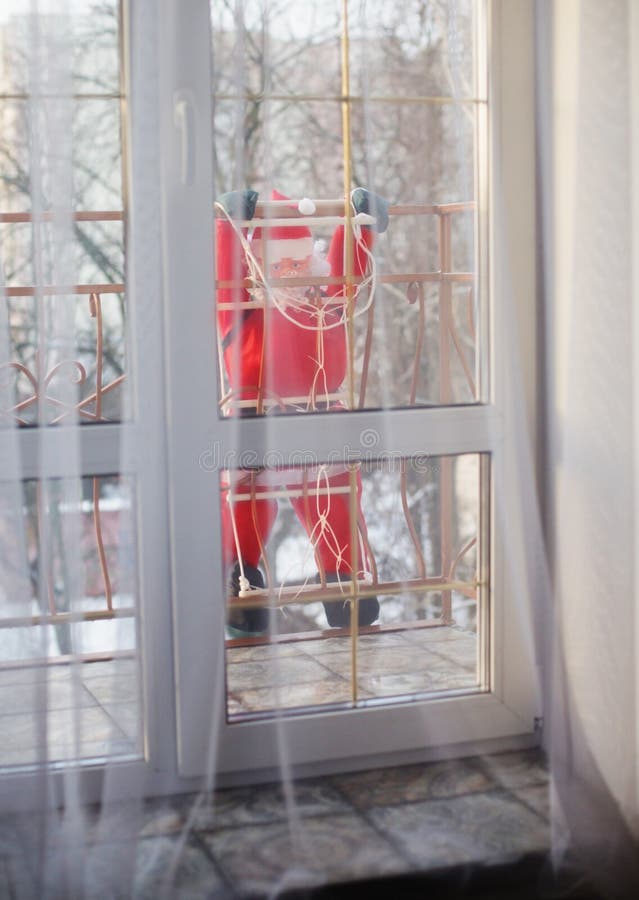 Santa Claus in window stock image. Image of exterior - 101846181