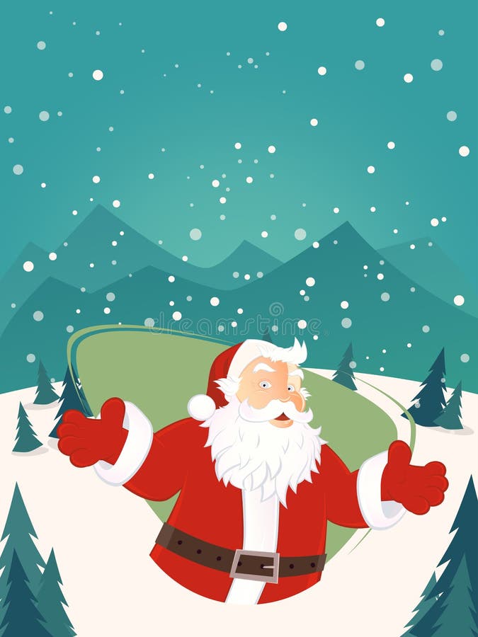 Santa Claus on Winter Landscape with Copyspace Stock Vector ...