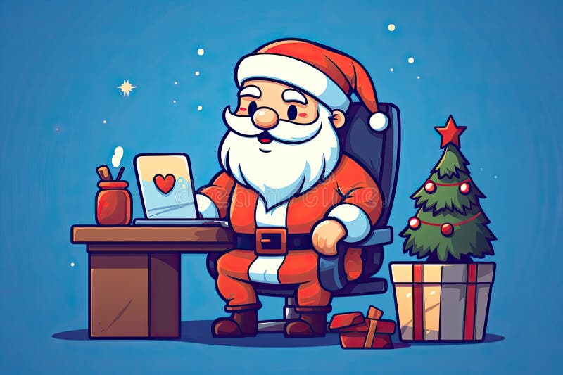 Santa Sitting Computer Desk Stock Illustrations – 78 Santa Sitting ...