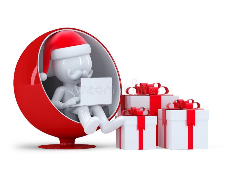 3d Character Working on Computer Stock Illustration - Illustration of ...