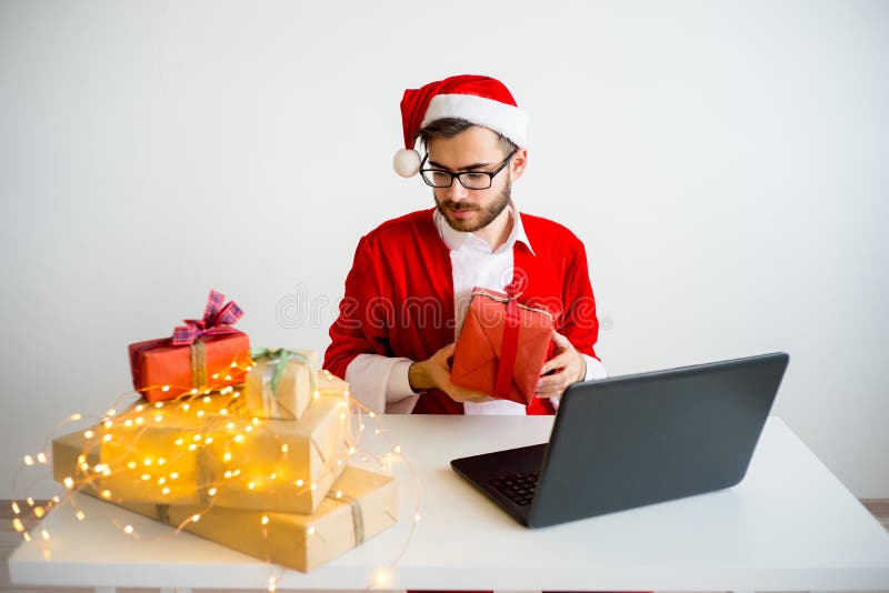 Santa claus working stock photo. Image of holidays, smiling - 94252988