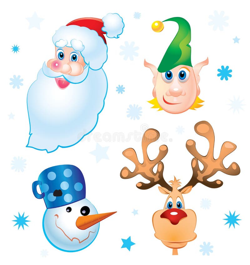 Santa Clause, Rudolph, Elf and Snowman Stock Vector - Illustration of ...