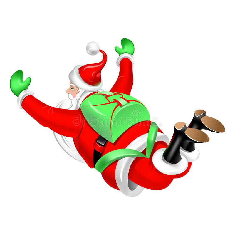 Santa Clause Parachute Jumper Stock Vector - Illustration of white ...
