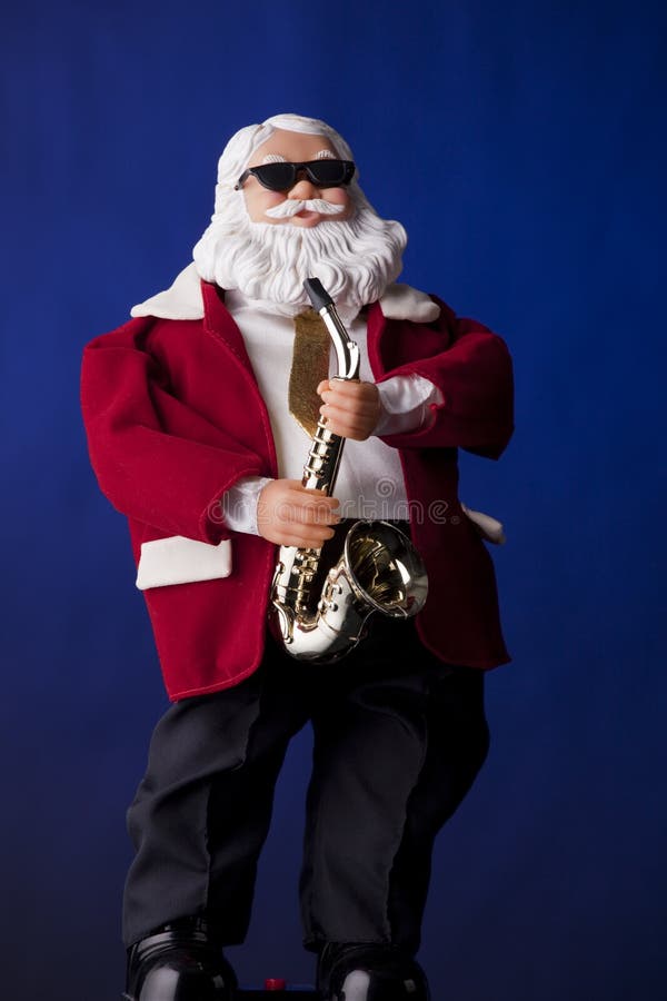 Saxophone Playing Santa Clause Isolated Stock Photo - Image of winter ...