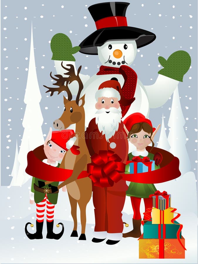 Santa Clause, Rudolph and Elf Stock Vector - Illustration of pleasure ...