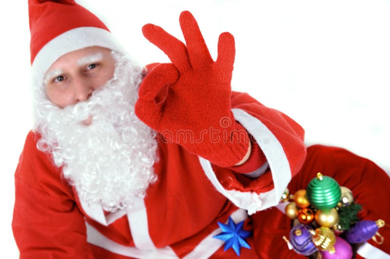 Santa Clause Showing Ok stock photo. Image of beard, showing - 45767778