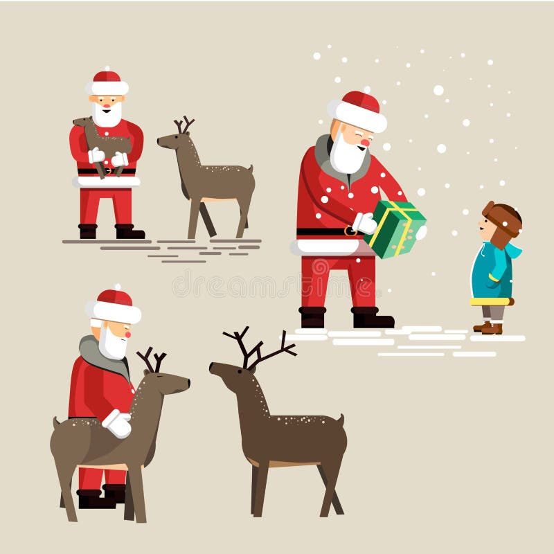 Santa Clauses Set for Christmas Stock Vector - Illustration of ...