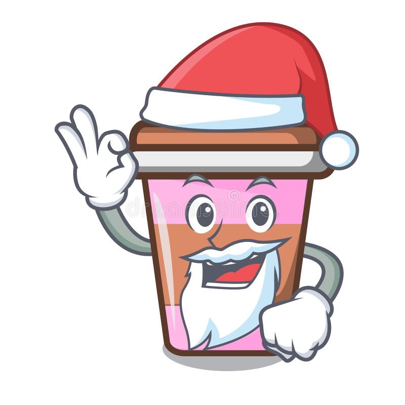 Santa Coffee Cup Mascot Cartoon Stock Vector - Illustration of ...