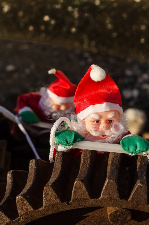 Overworked Santa on duty stock image. Image of industrial - 133397291