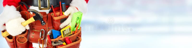 Santa with Construction Tools Stock Photo - Image of builder, holiday ...