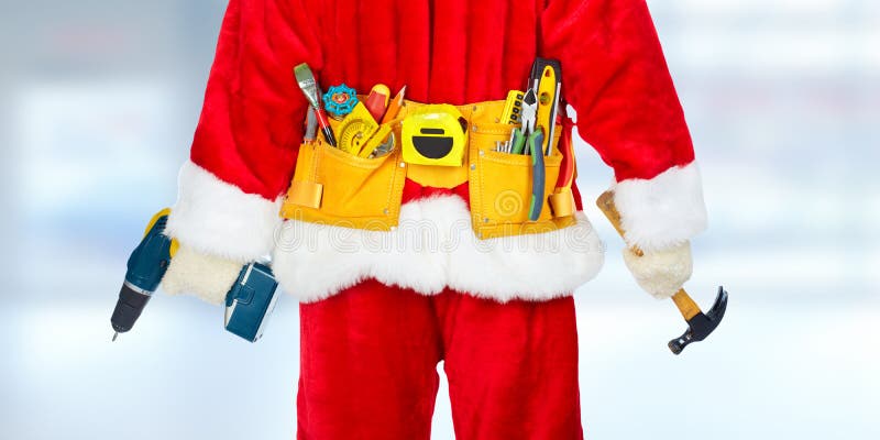 Santa with Construction Tools Stock Photo - Image of builder, holiday ...
