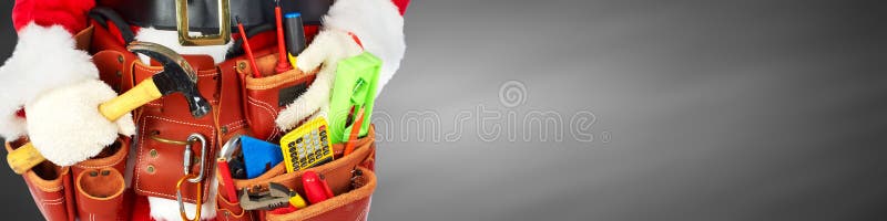 Santa with Construction Tools Stock Photo - Image of builder, holiday ...