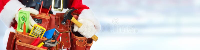 Santa with Construction Tools Stock Image - Image of residential ...