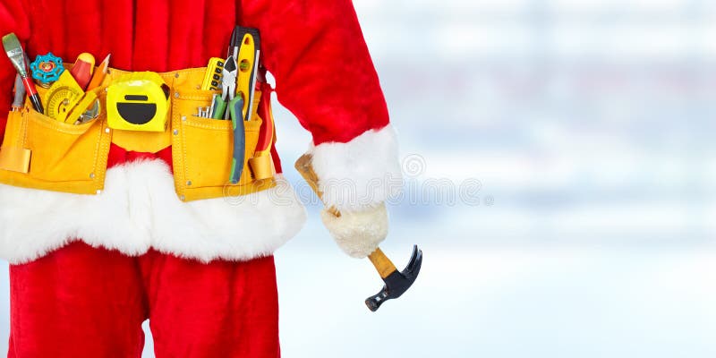 Santa with Construction Tools Stock Photo - Image of builder, holiday ...