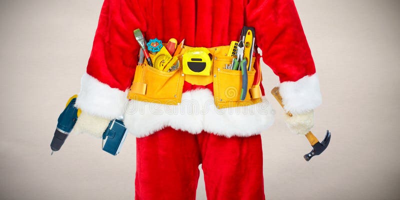 Santa with Construction Tools Stock Photo - Image of builder, holiday ...