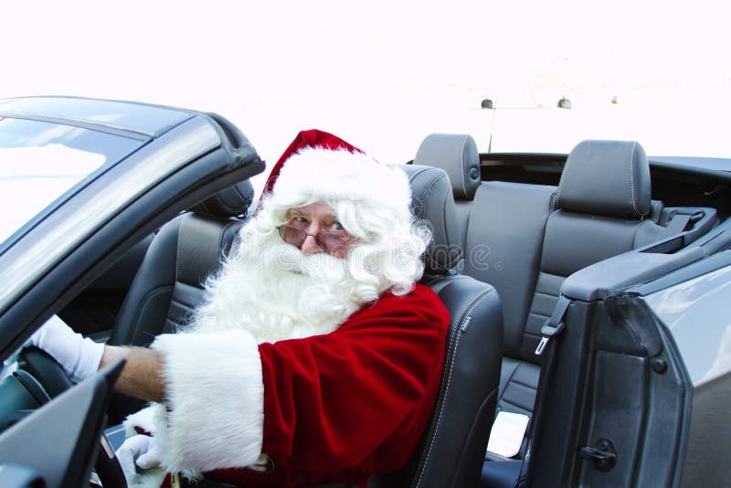Santa in convertible stock image. Image of season, portrait - 35054879