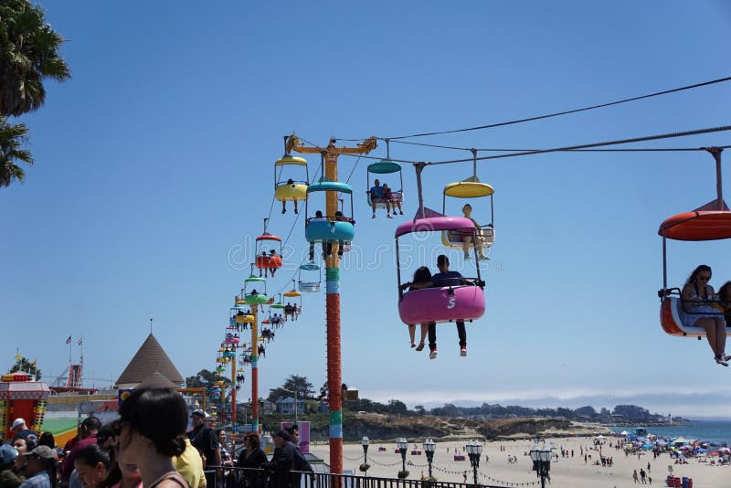 Santa Cruz Beach People Amusement Park Editorial Stock Image - Image of ...