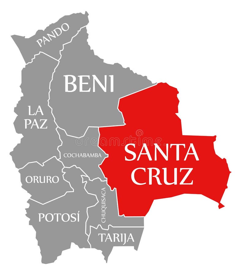 Santa Cruz Red Highlighted in Map of Bolivia Stock Illustration ...