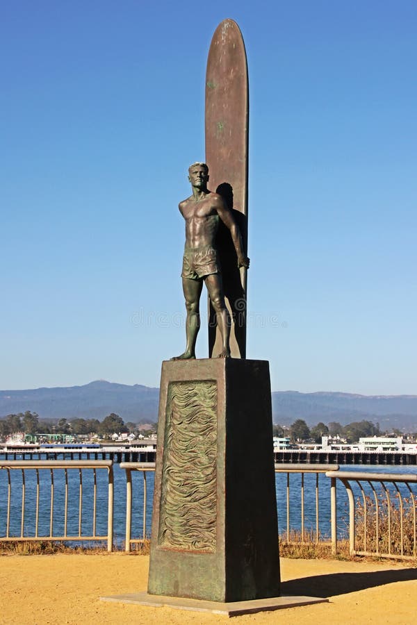 Santa Cruz Surfer Statue in California Stock Image - Image of bronze ...